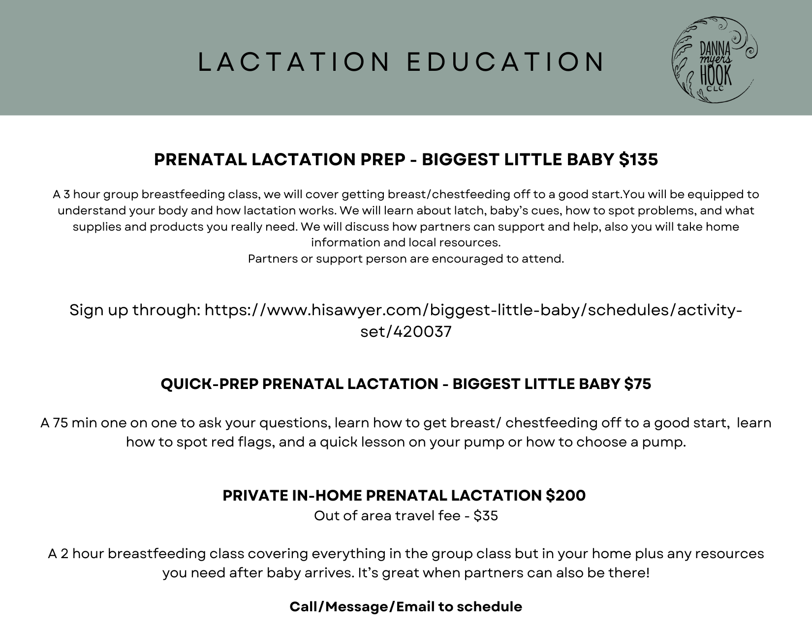 Lactation Education – Danna Myers Hook CLC